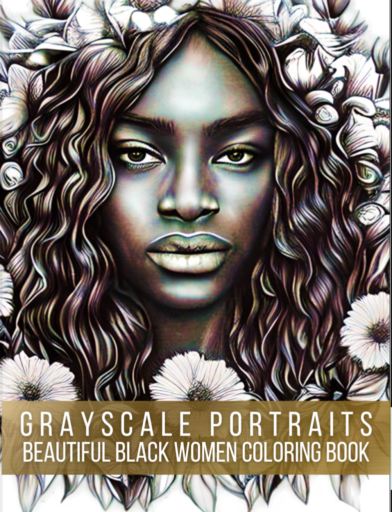 Grayscale Portraits Beautiful Black Women Coloring Book - Paget Blue