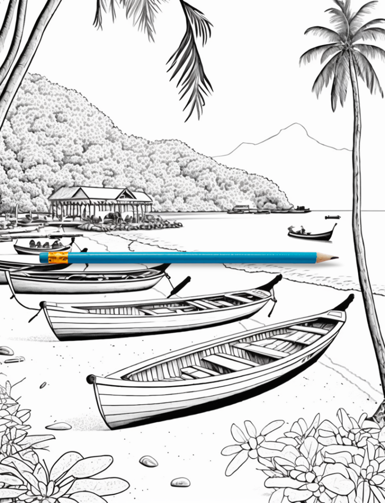 Islands In The Sun – Tropical Islands Adult Coloring Book - Paget Blue