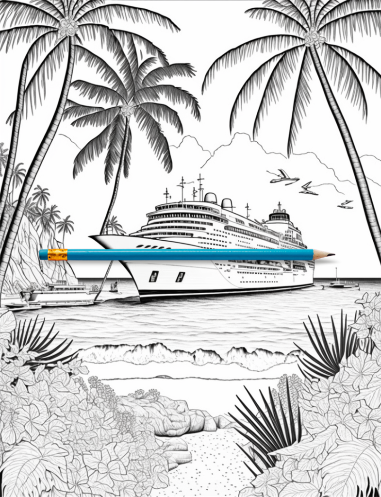 Islands In The Sun – Tropical Islands Adult Coloring Book - Paget Blue