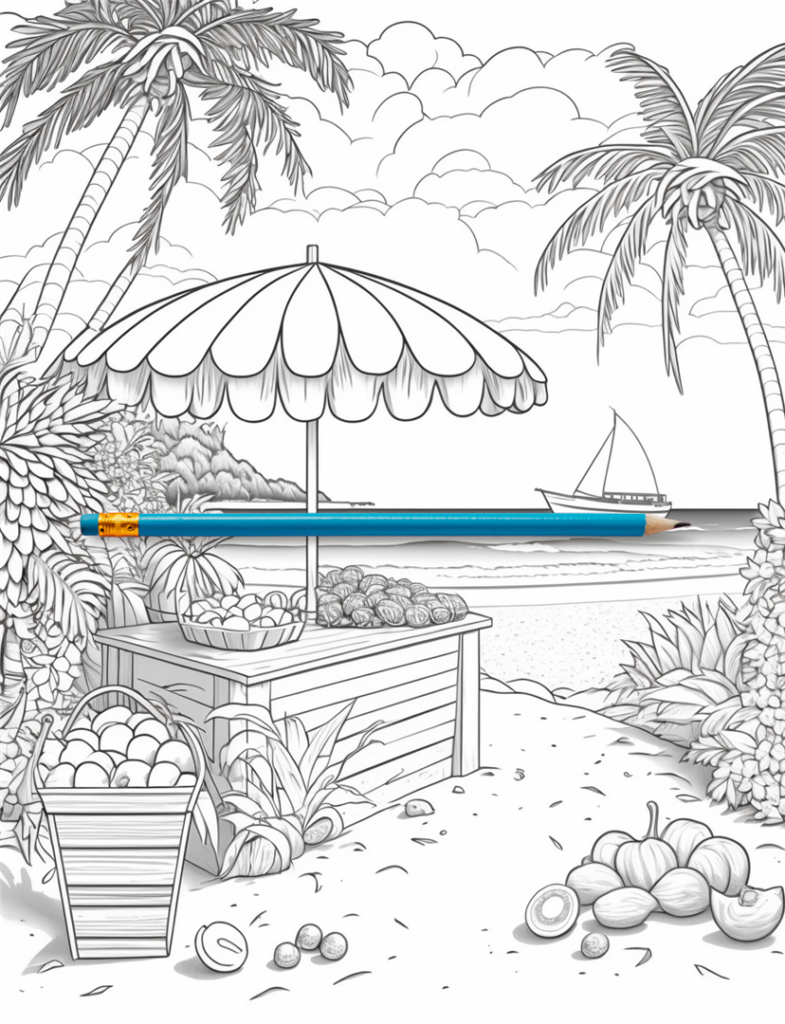 Islands In The Sun – Tropical Islands Adult Coloring Book - Paget Blue